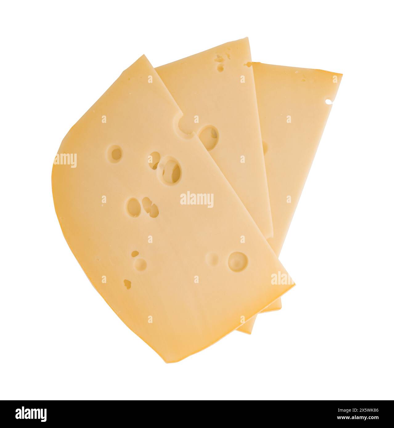 maasdam cheese slices with holes closeup, swiss cheese isolated on ...