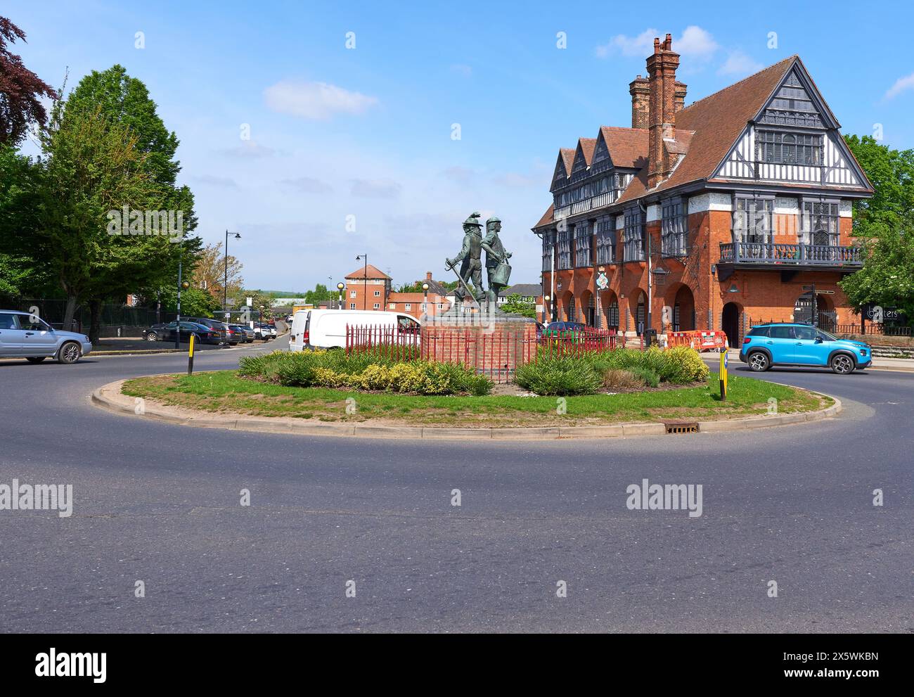 Road traffic island and junction in Newark on Trent, UK Stock Photo - Alamy