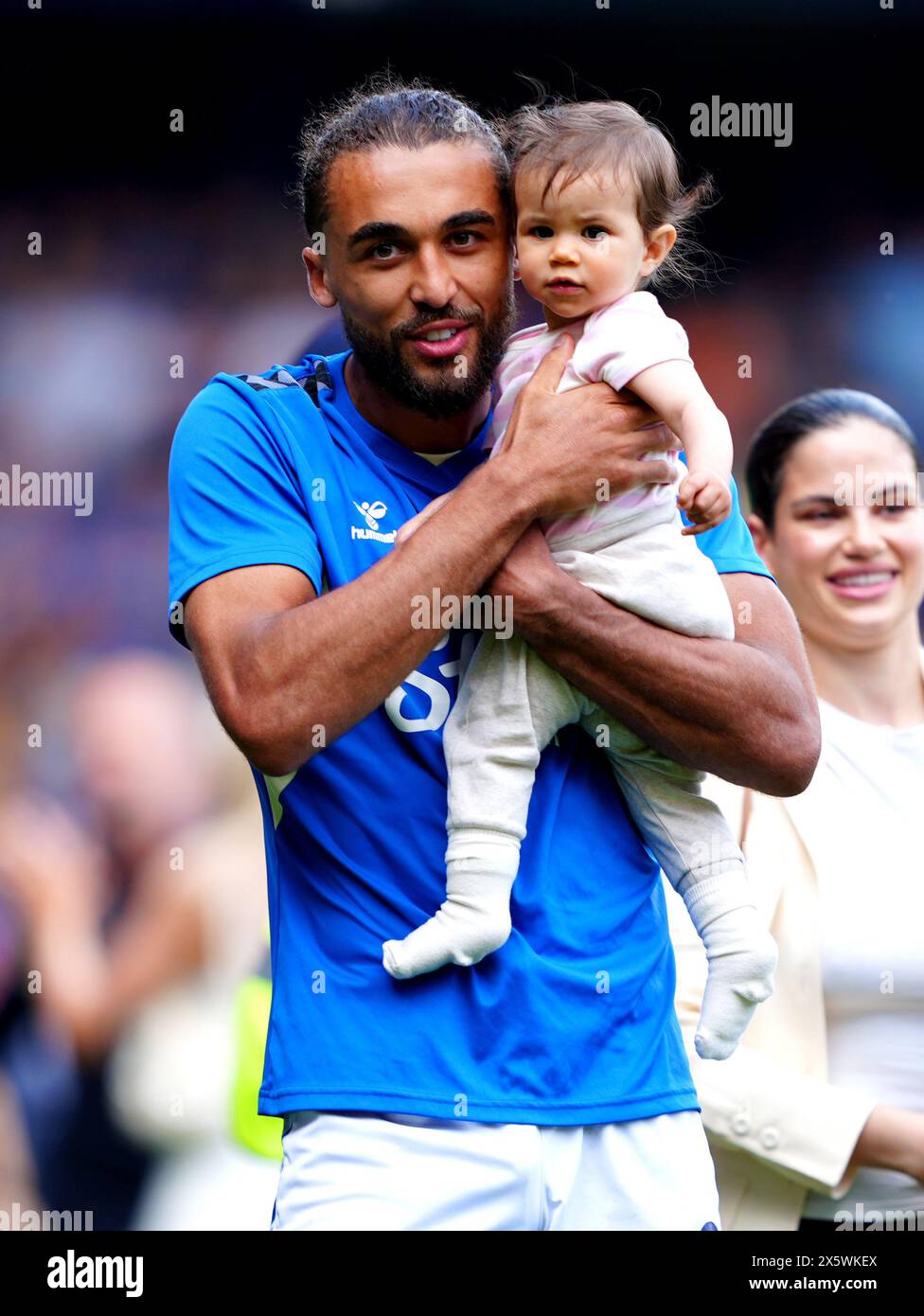 Everton's Dominic Calvert-Lewin and his child at the end of the Premier ...