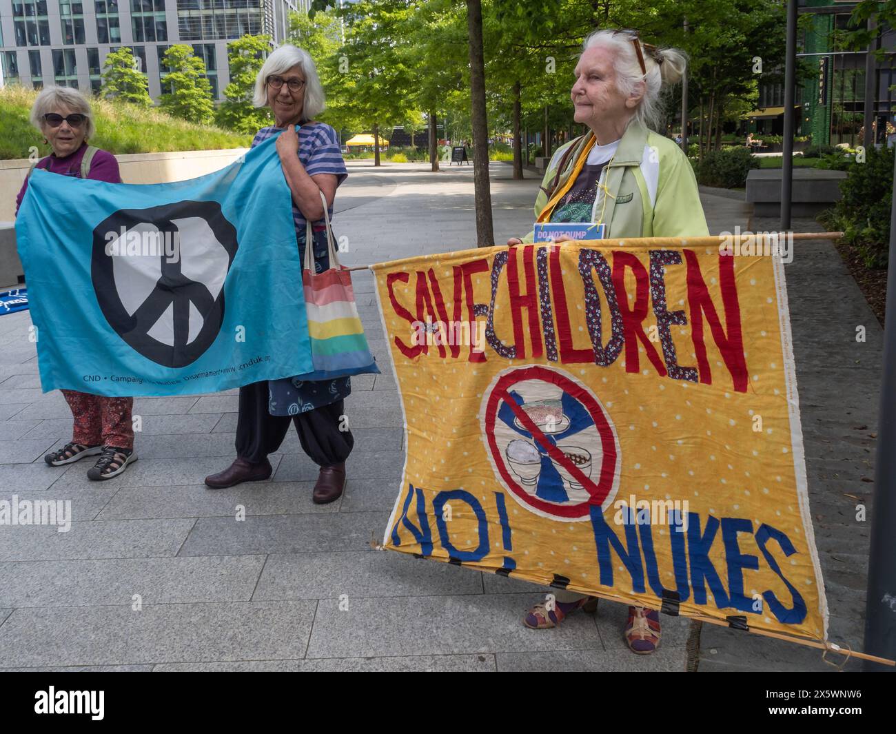 London, UK. 11 May 2024. London CND supporters protest at the US ...