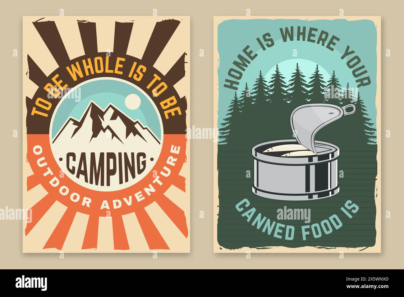 Set of camping retro posters. Vector illustration. Flyer, brochure ...