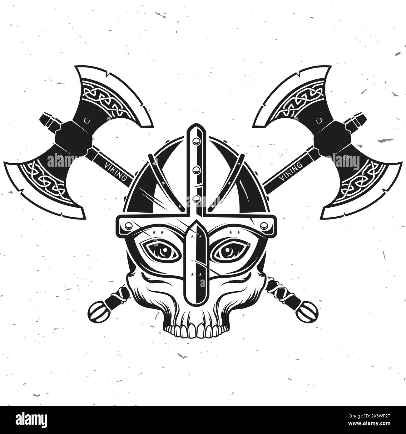 Skull Viking with Crossed Axe. Vector illustration. For viking emblems ...