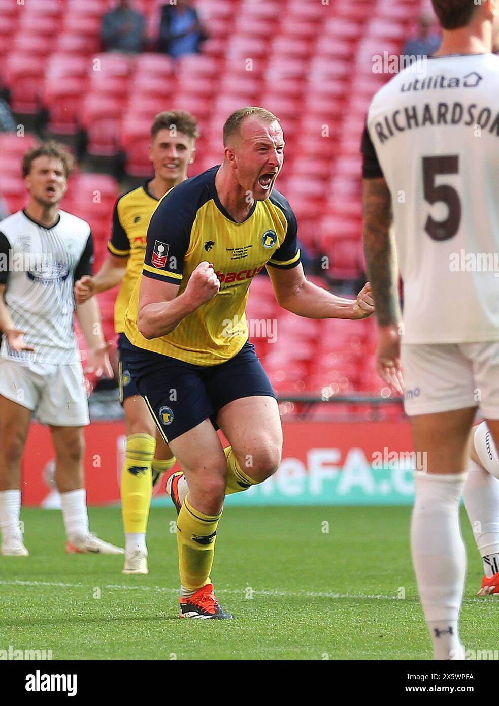 Solihull Moors's Mark Beck celebrates scoring their side's first goal ...