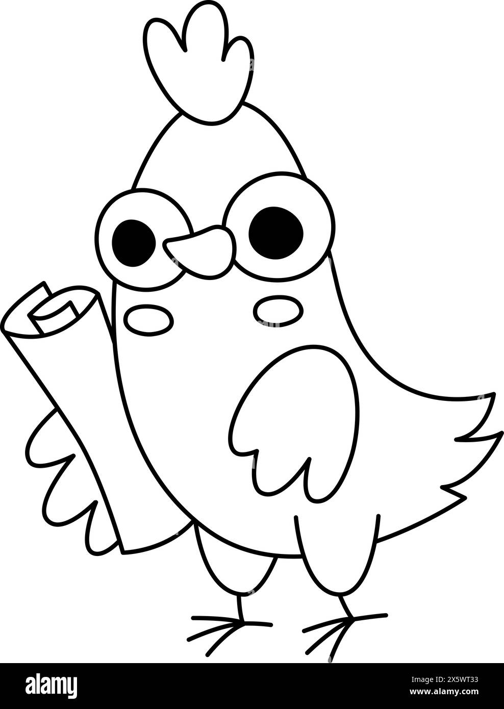 Vector black and white hen engineer with blueprint. Construction site ...