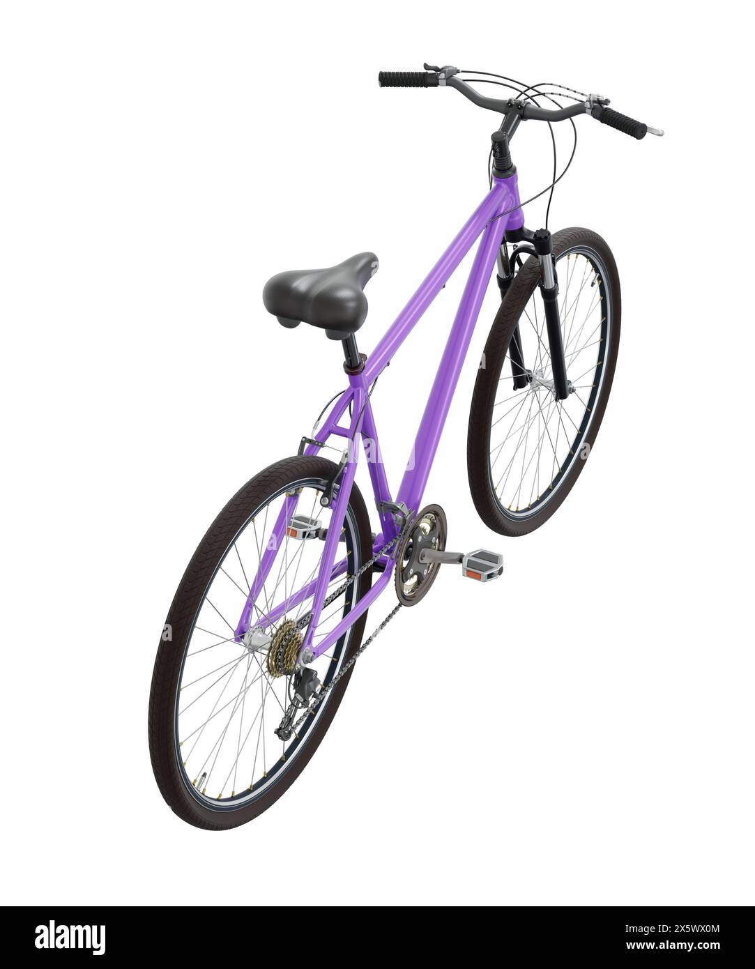 Purple bicycle, top back view isolated on white background, 3D ...