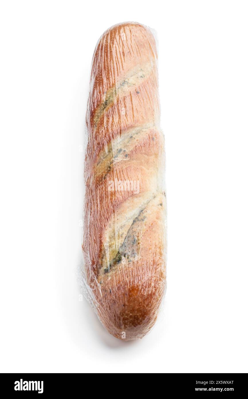 Packed french baguette white bread isolated on white Stock Photo - Alamy