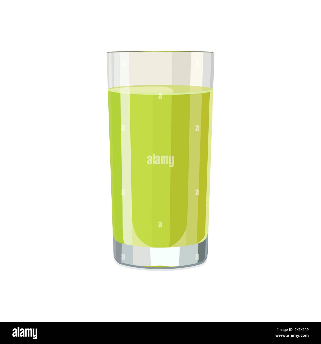 Full glass of green juice isolated on white background. Vector ...