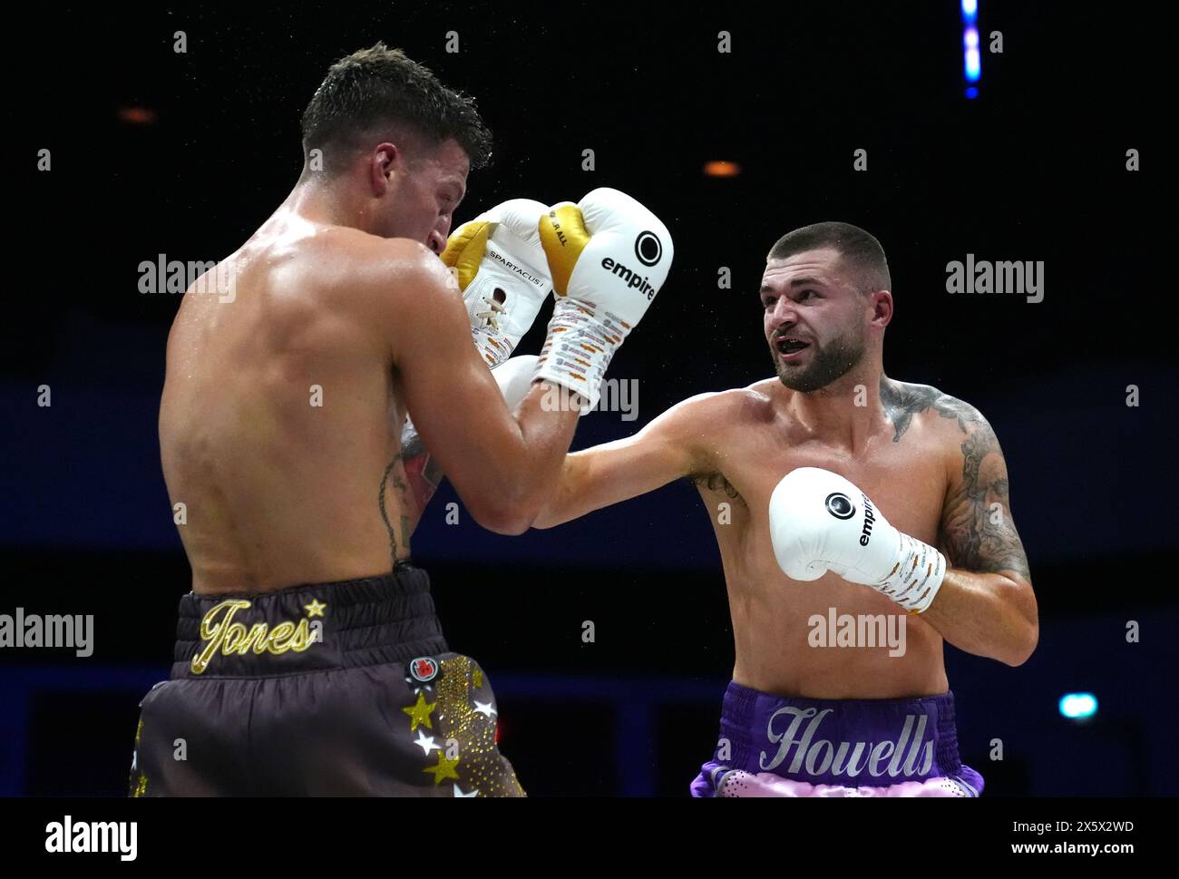 Kyran Jones (left) in action against Lewis Howells during the middle ...