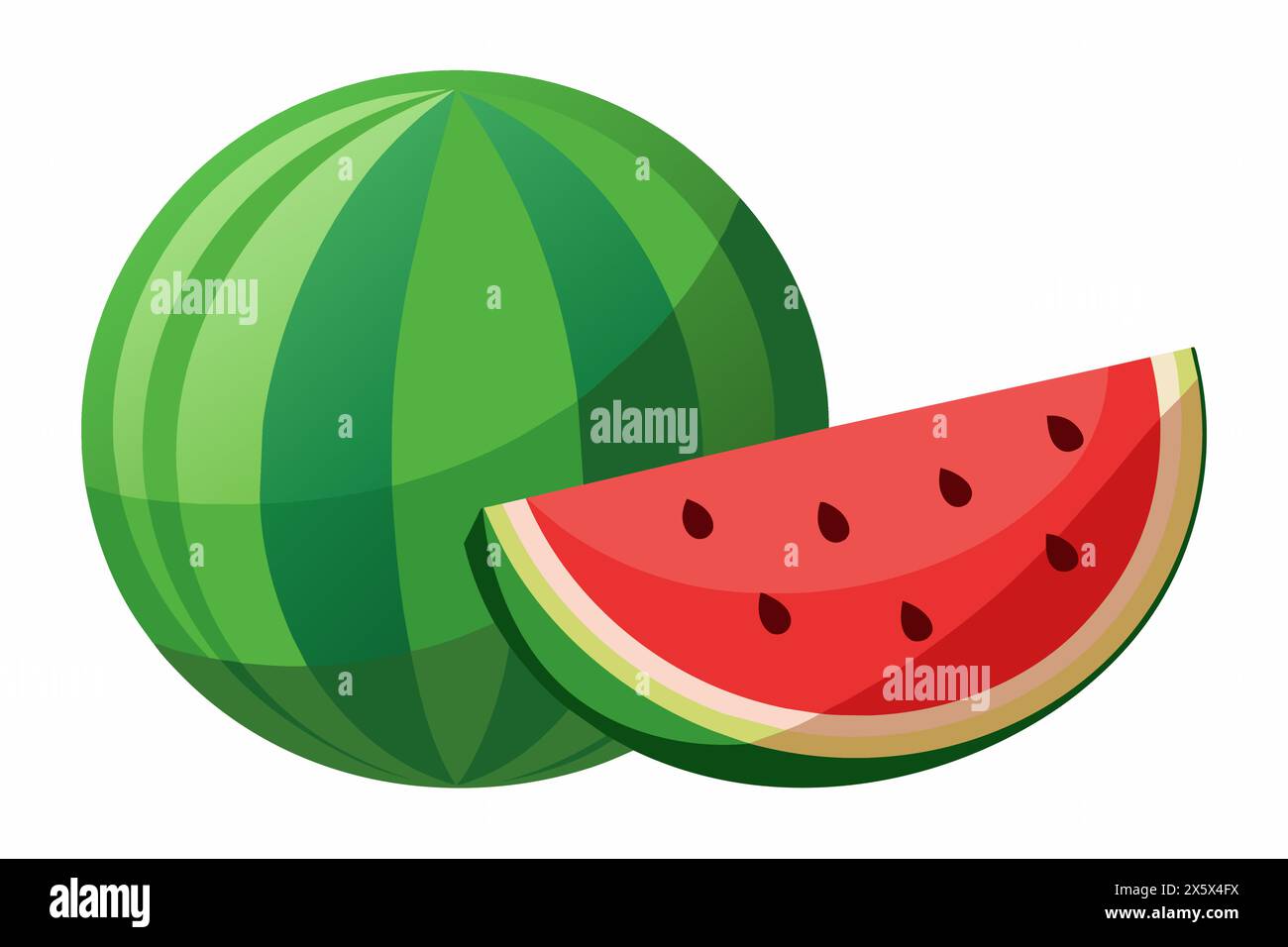 Whole watermelon with juicy slice cut out. Illustration of fresh ...