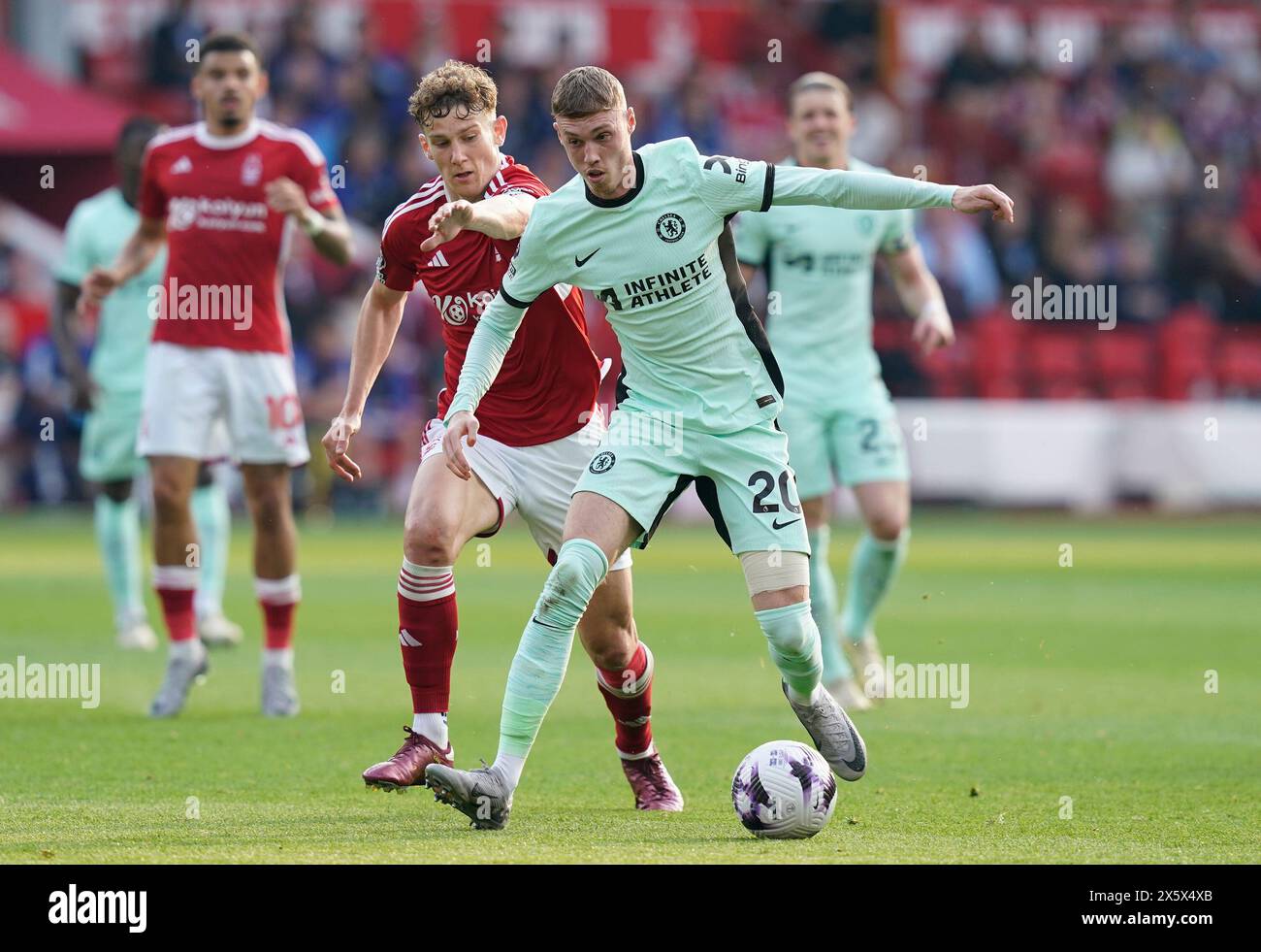 Nottingham, England, 11th May 2024. Cole Palmer of Chelsea (R) is ...