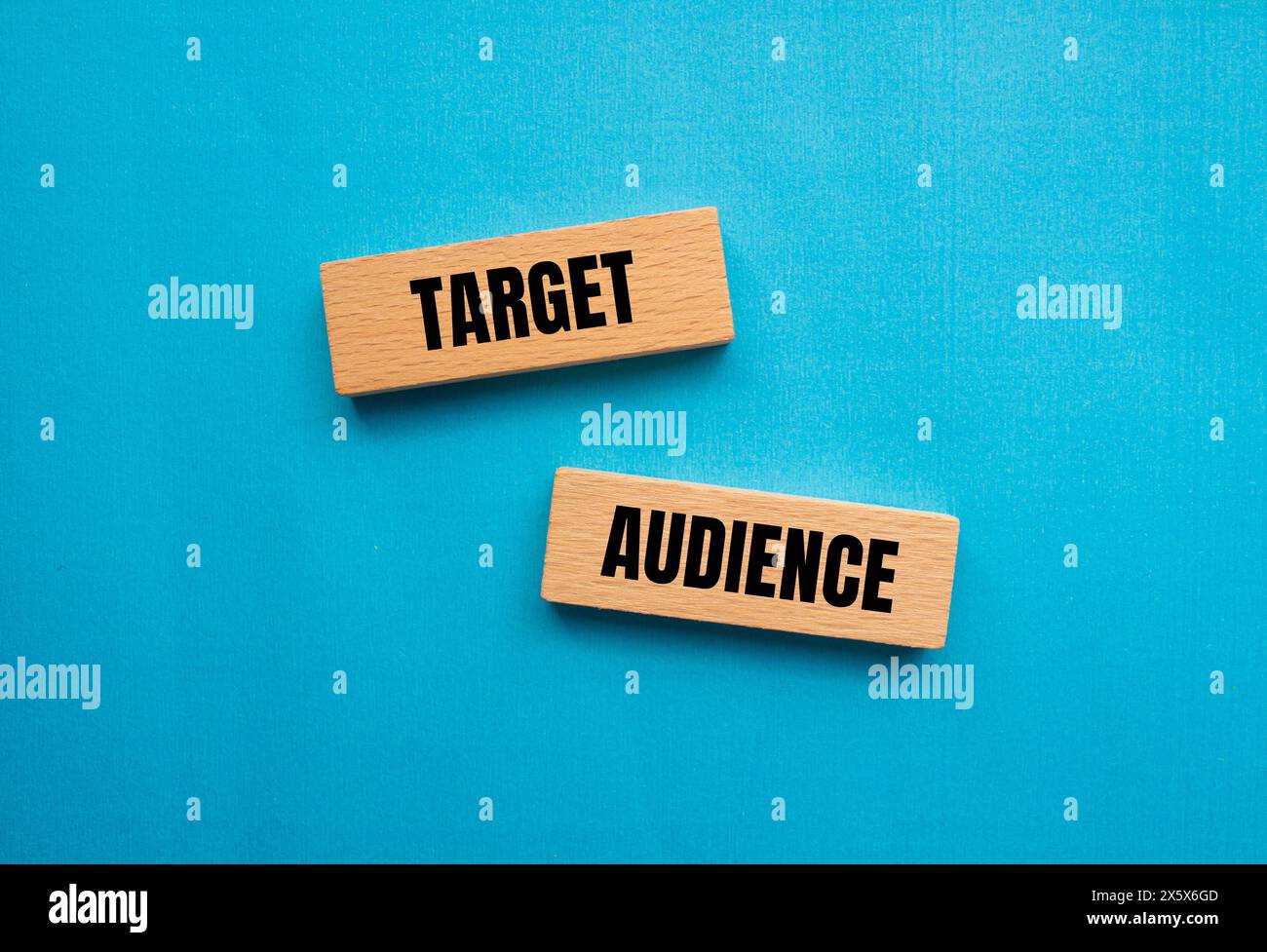 Target audience words written on wooden blocks with blue background ...