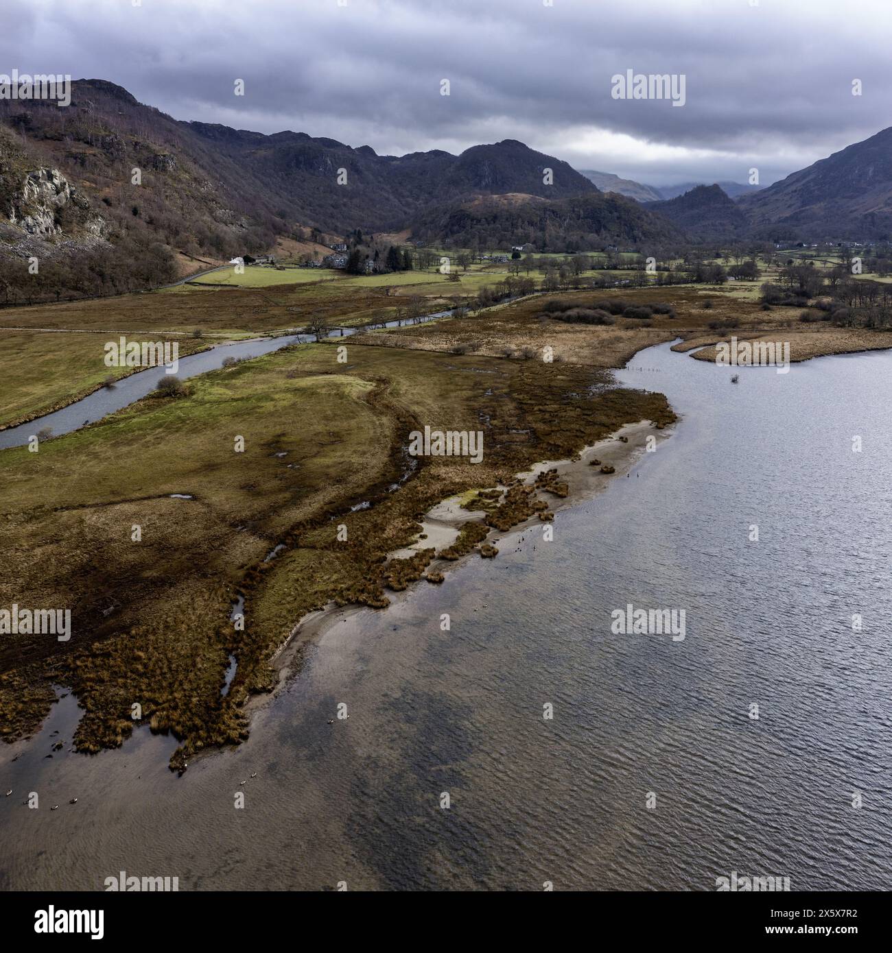 the south end of derwent water and the river derwent looking towards ...