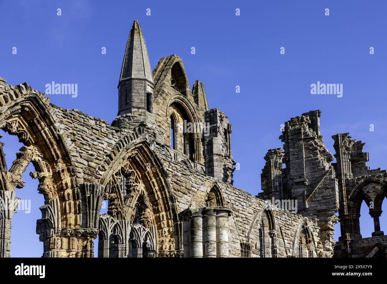 whitby abbey north yorkshire detail of stonework around the north ...