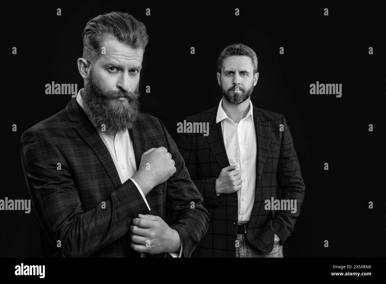 Two men wearing jackets Black and White Stock Photos & Images - Alamy