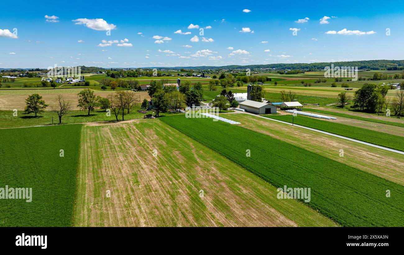 A vivid aerial image showing the sweeping expanse of mixed farmland ...