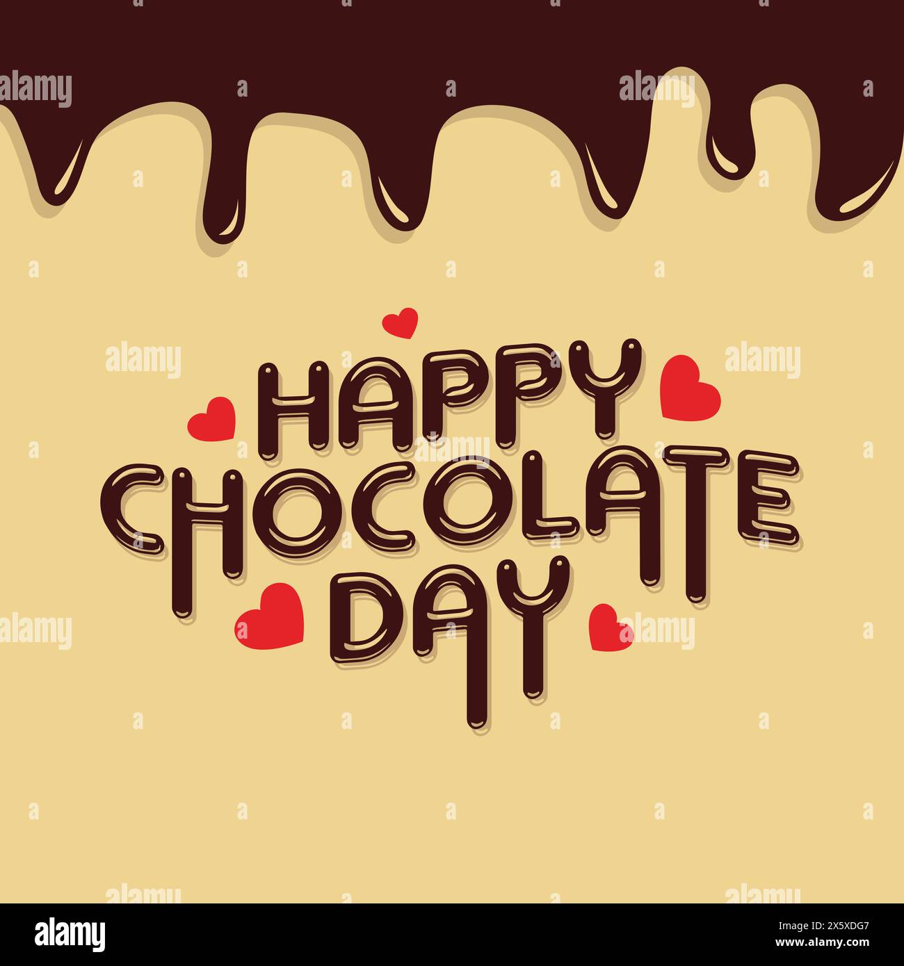 Chocolate Day hand drawn typography logo with heart shape chocolate ...
