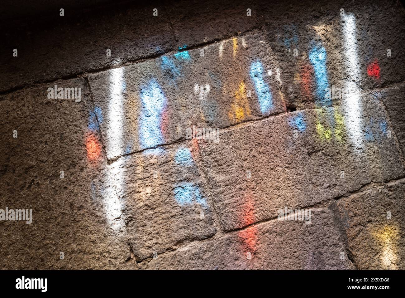 Dappled light from stained glass windows in St Austell Church Cornish ...