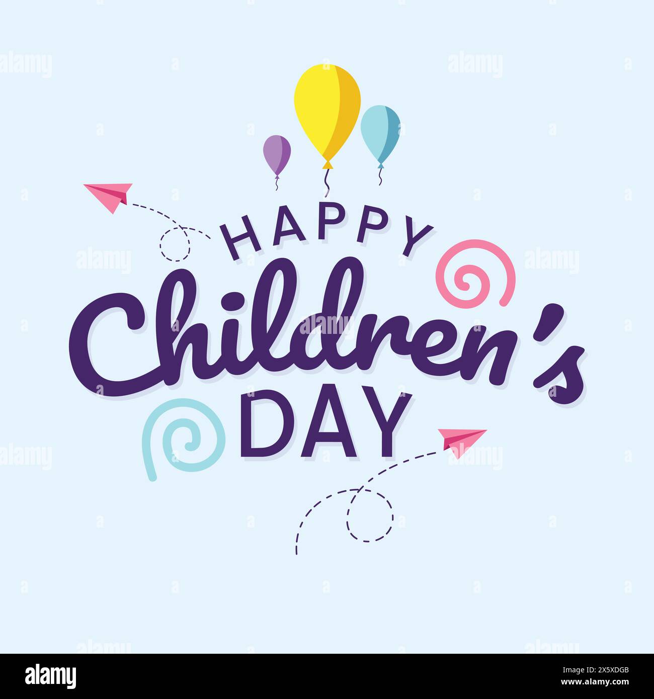 Happy Children's Day colorful typography greeting card. Children's day ...