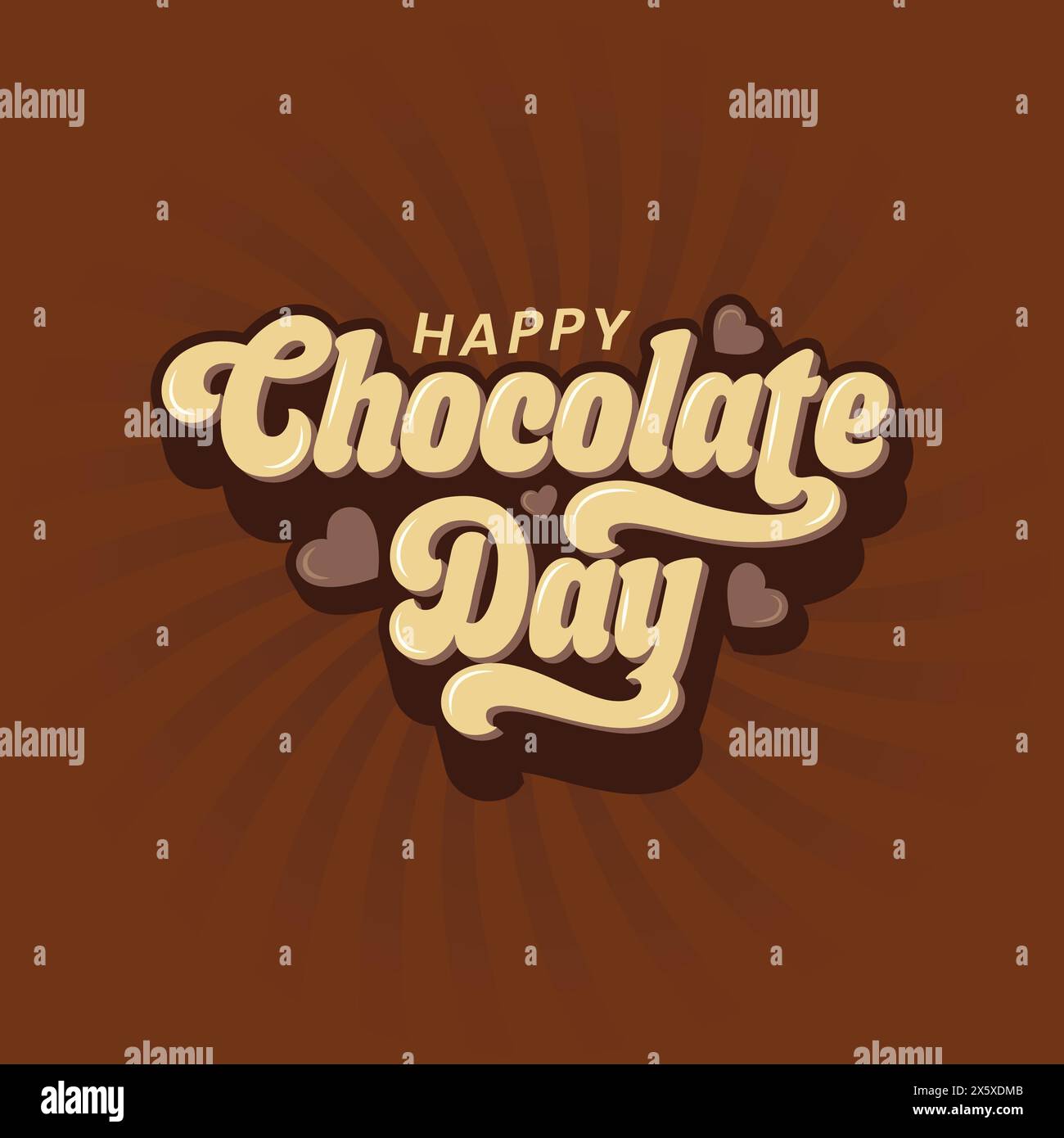 Chocolate Day hand drawn typography logo with heart shape chocolate ...