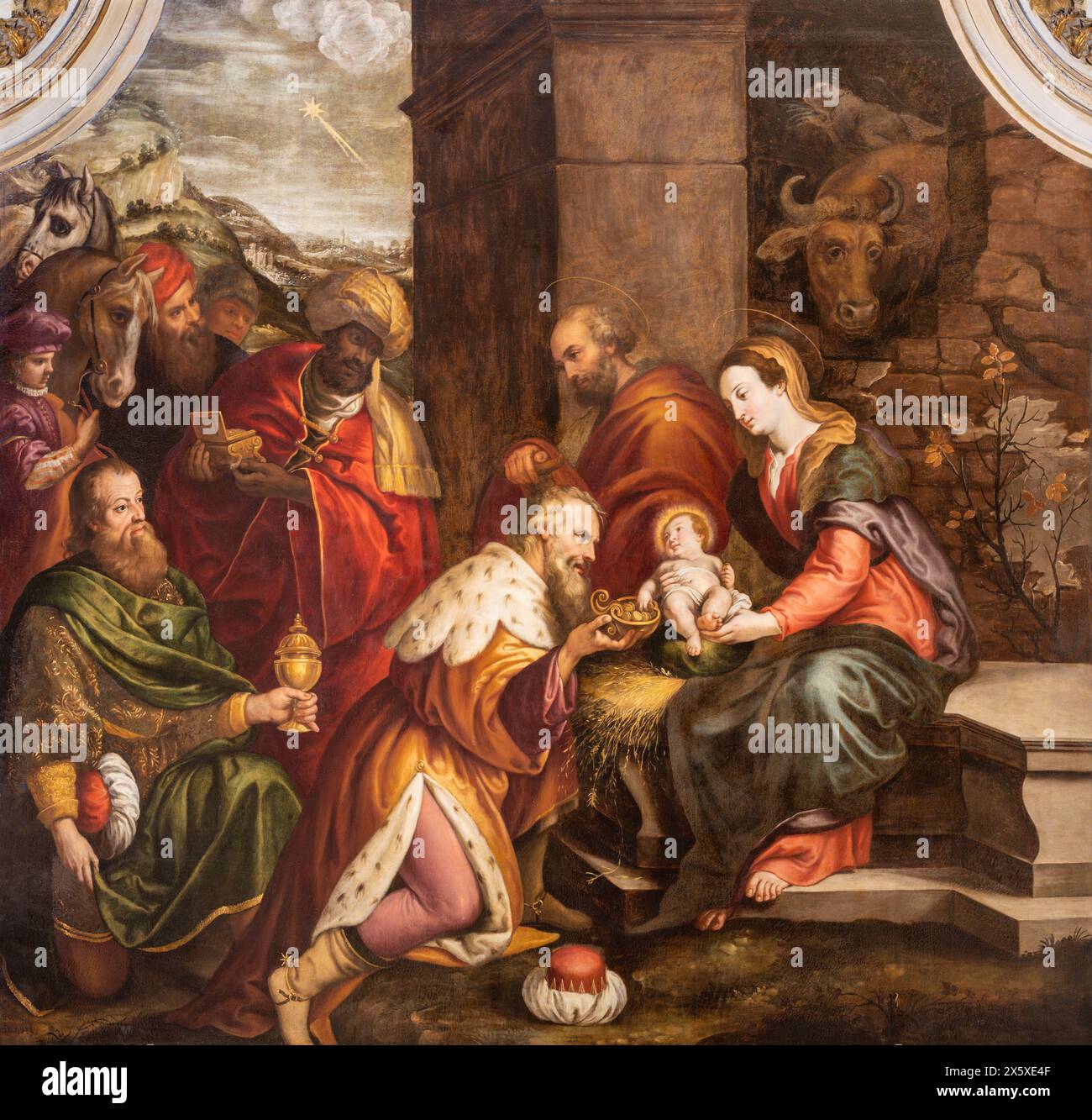 MILAN, ITALY - MARCH 7, 2024: The painting of Three Magi in the church ...