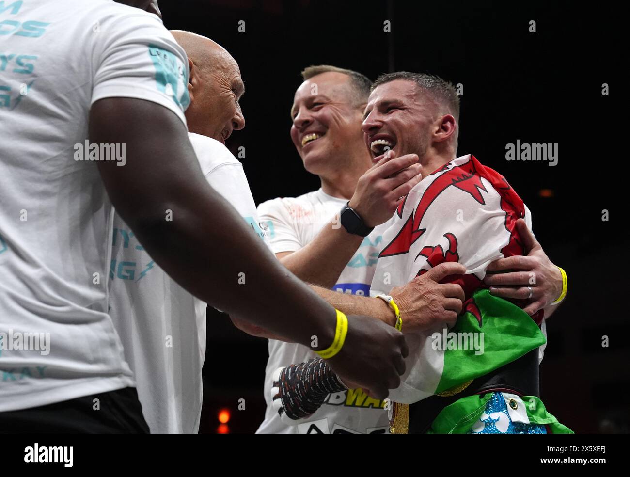 Rhys Edwards (right) celebrates victory against Thomas Patrick Ward ...
