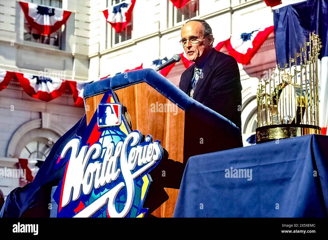 NYC Mayor Rudy Giuliani at the 1999 NY Yankee World Series Victory ...