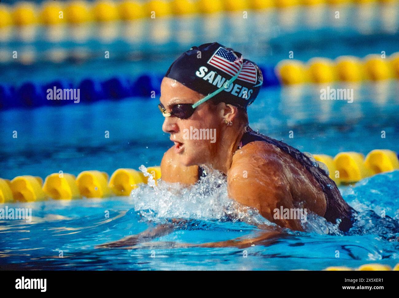 Summer Sanders (USA) competes at the 1992 Olympic Summer Games Stock ...