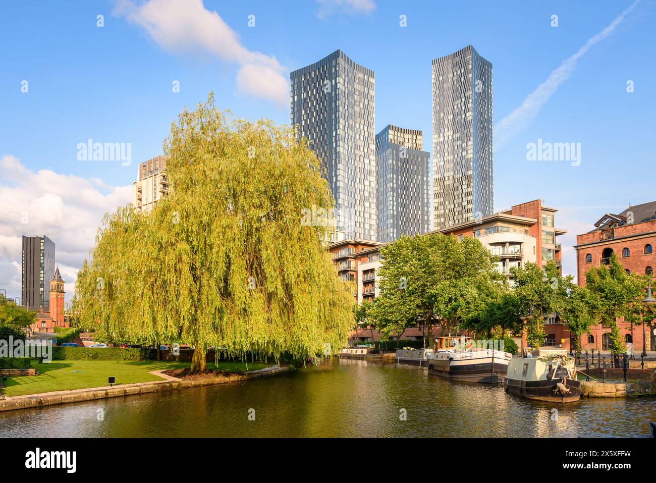 Modern glass residential towers and apartment blocks overlooking a ...