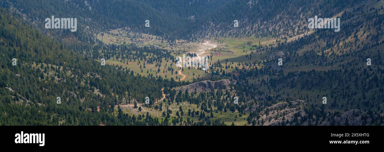 A high plateau of houses in a wide valley Stock Photo - Alamy