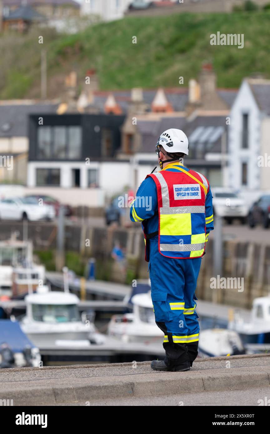 11 May 2024. Findochty Harbour,Moray,Scotland. This is the Officer In ...