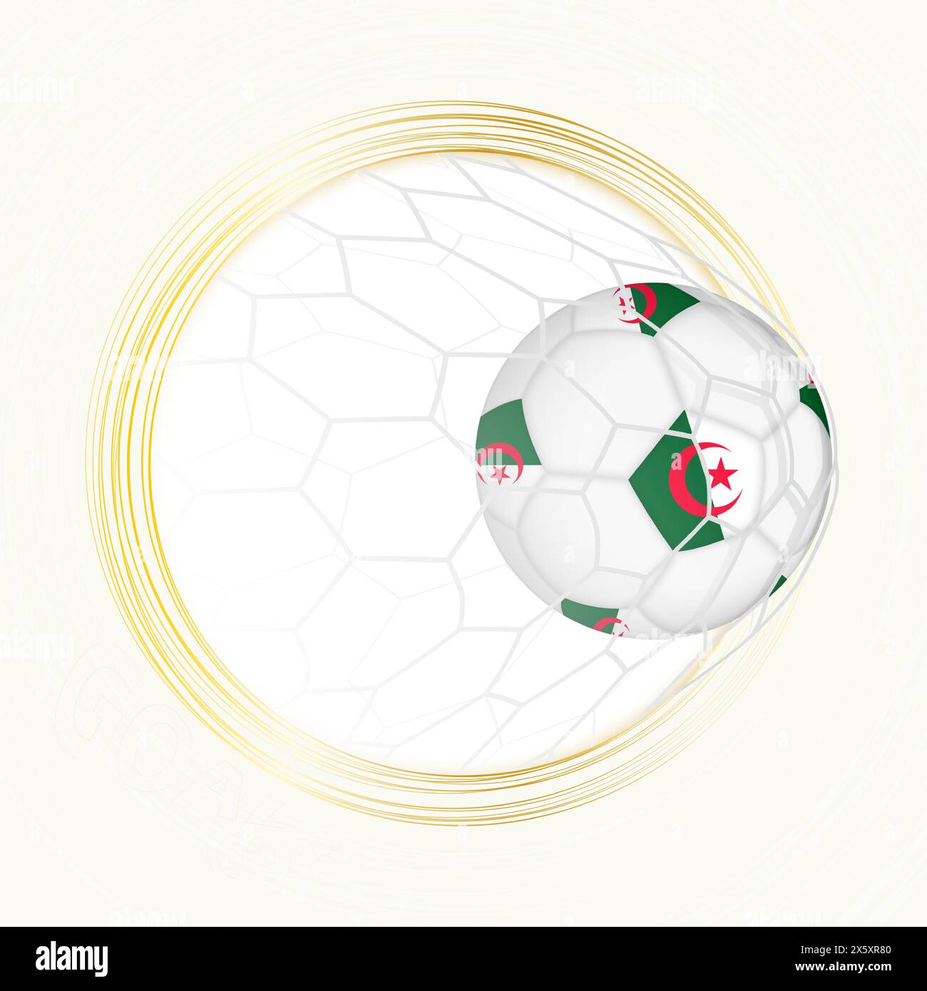 Football emblem with football ball with flag of Algeria in net, scoring ...