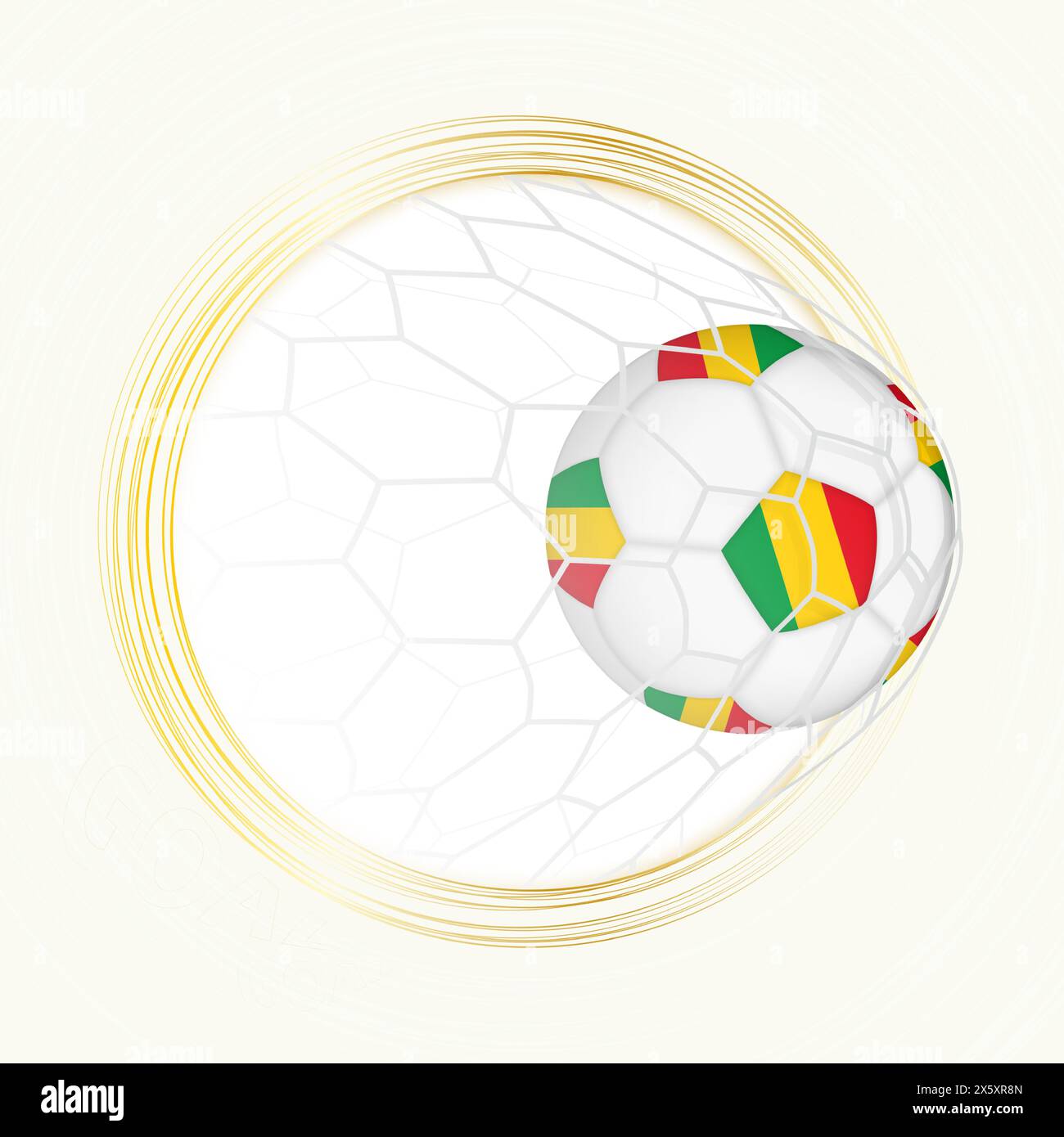 Football emblem with football ball with flag of Mali in net, scoring ...