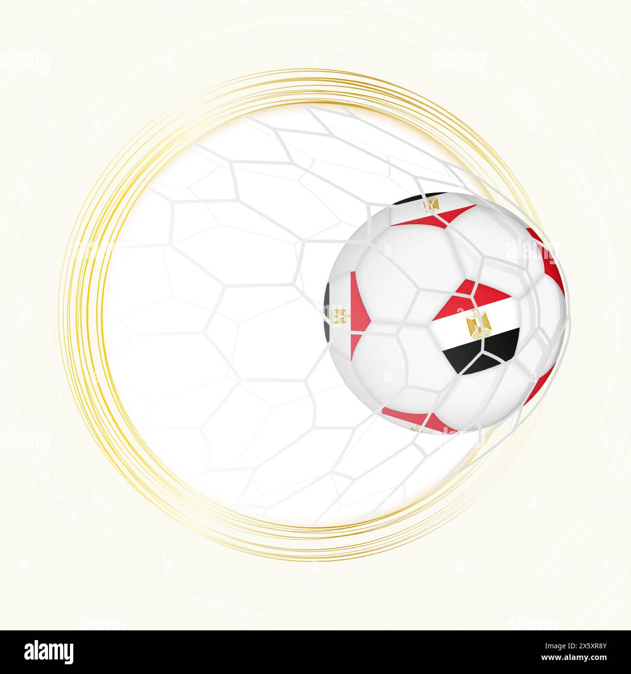 Football emblem with football ball with flag of Egypt in net, scoring ...