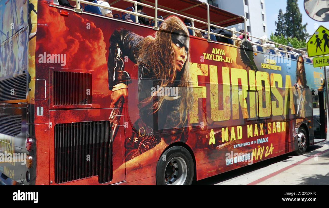 Los Angeles, California, USA 11th May 2024 Furiosa A Mad Max Saga Bus ...