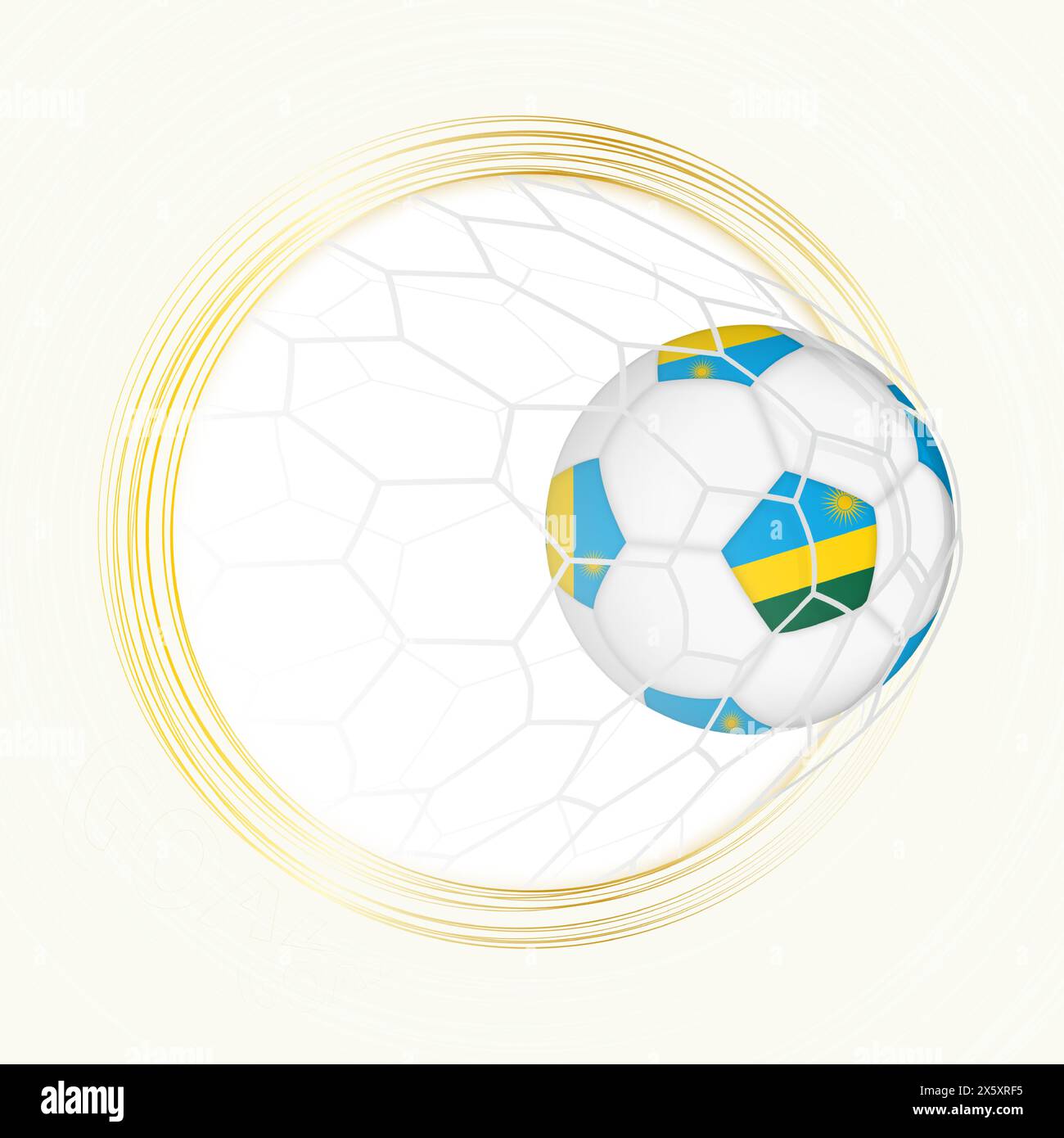 Football emblem with football ball with flag of Rwanda in net, scoring ...