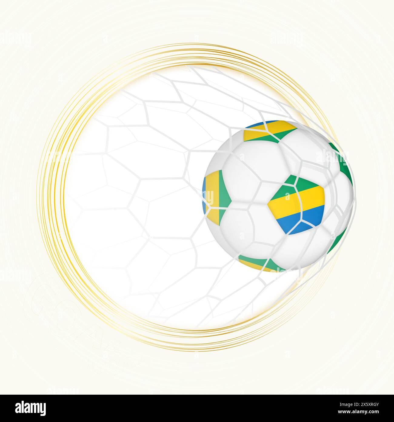 Football emblem with football ball with flag of Gabon in net, scoring ...