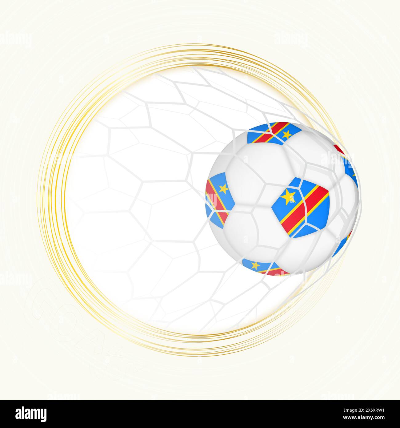 Football emblem with football ball with flag of DR Congo in net ...