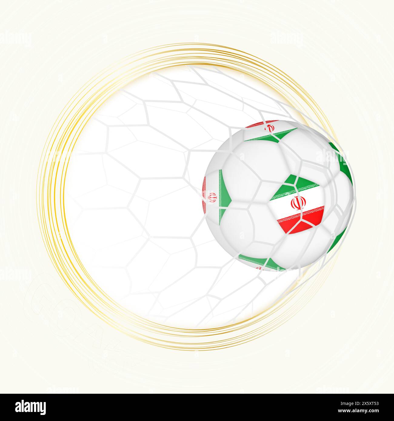Football emblem with football ball with flag of Iran in net, scoring ...