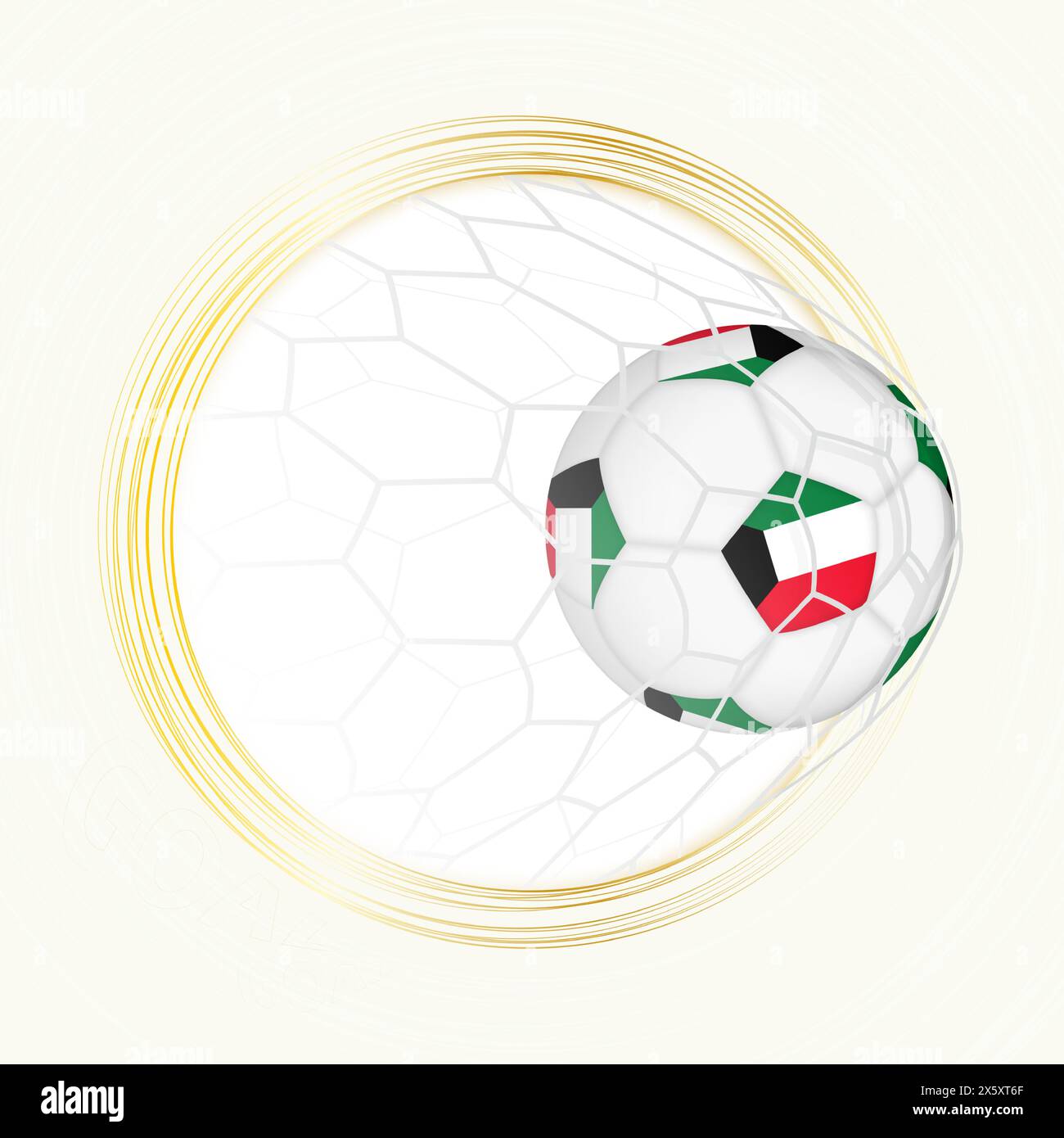 Football emblem with football ball with flag of Kuwait in net, scoring ...