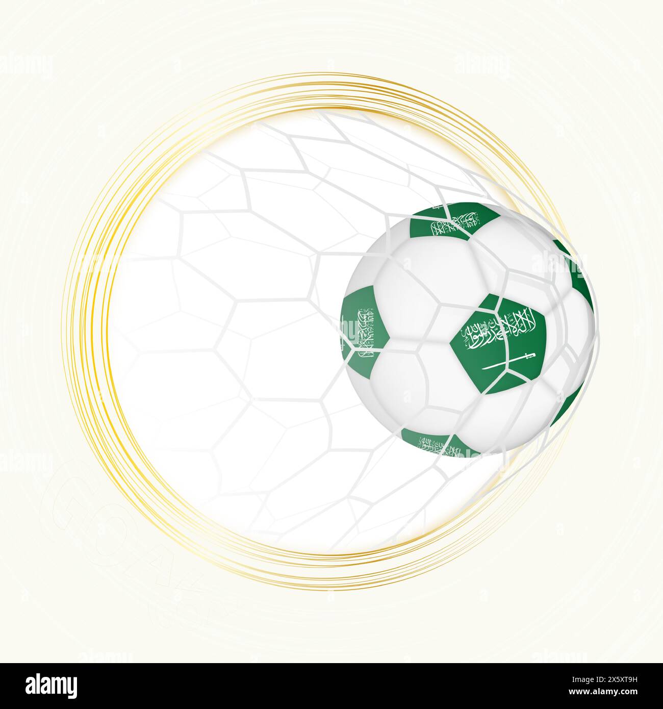 Football emblem with football ball with flag of Saudi Arabia in net ...