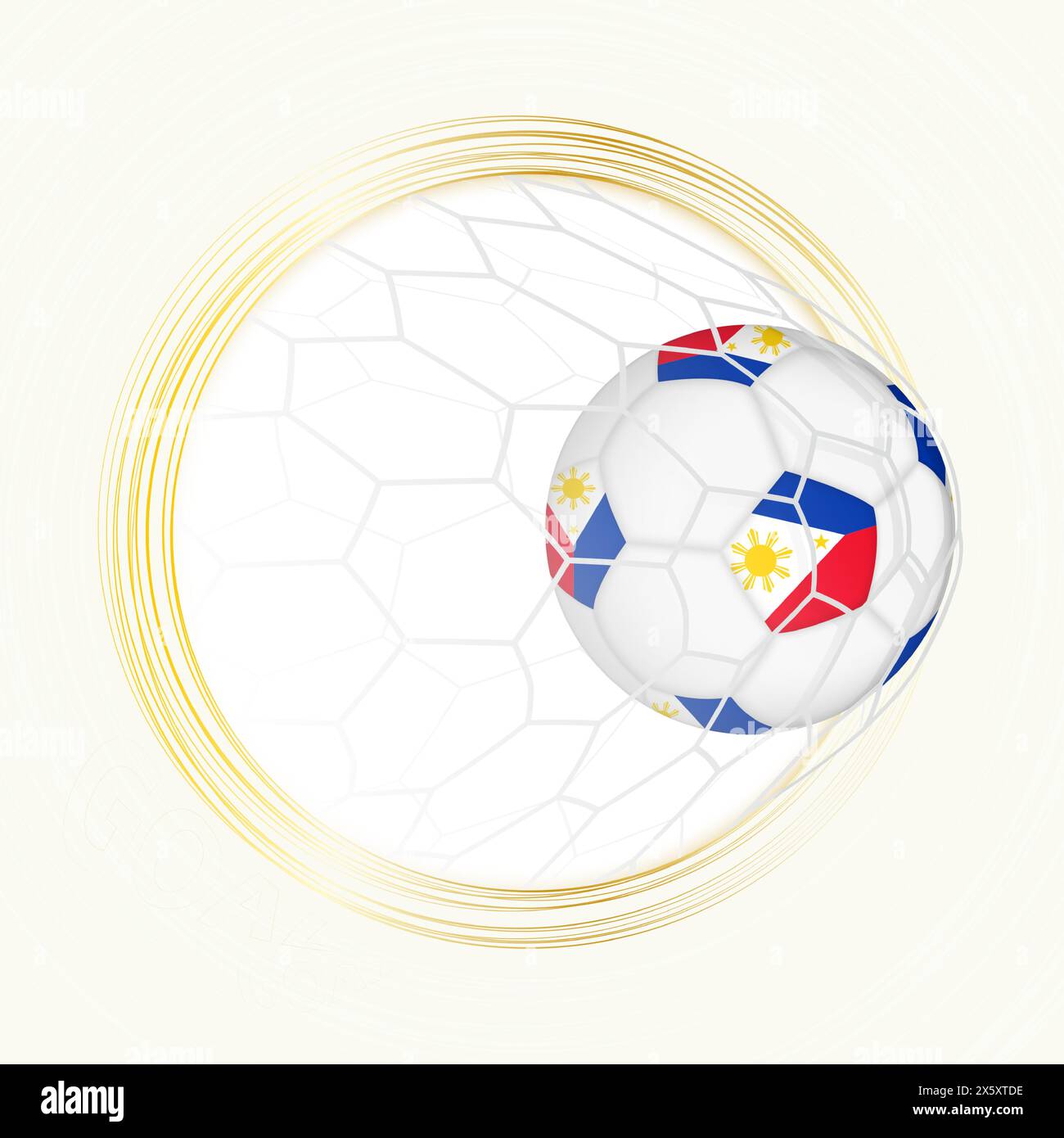 Football emblem with football ball with flag of Philippines in net ...