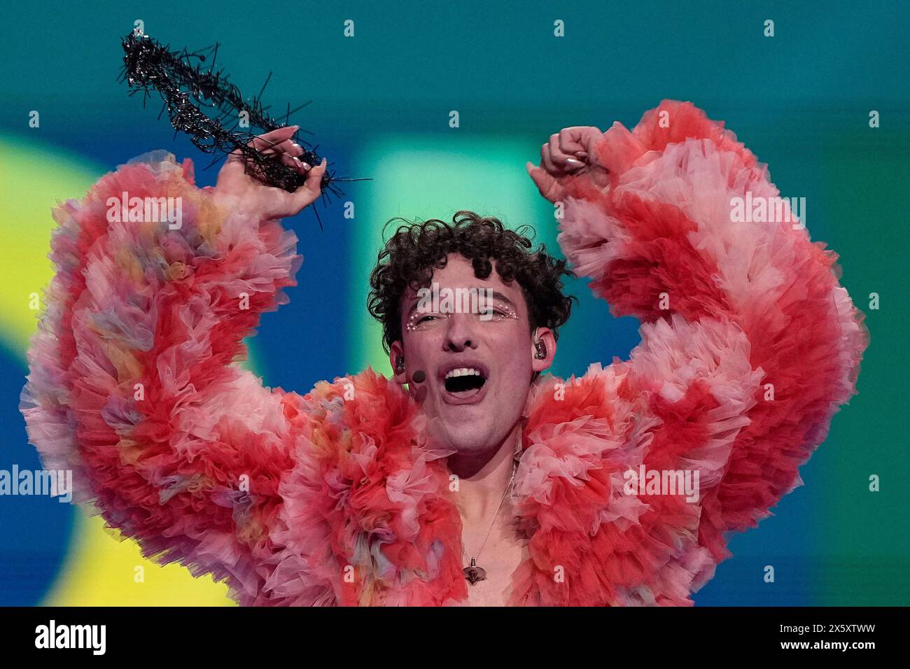 Nemo of Switzerland, who performed the song The Code, celebrates after ...