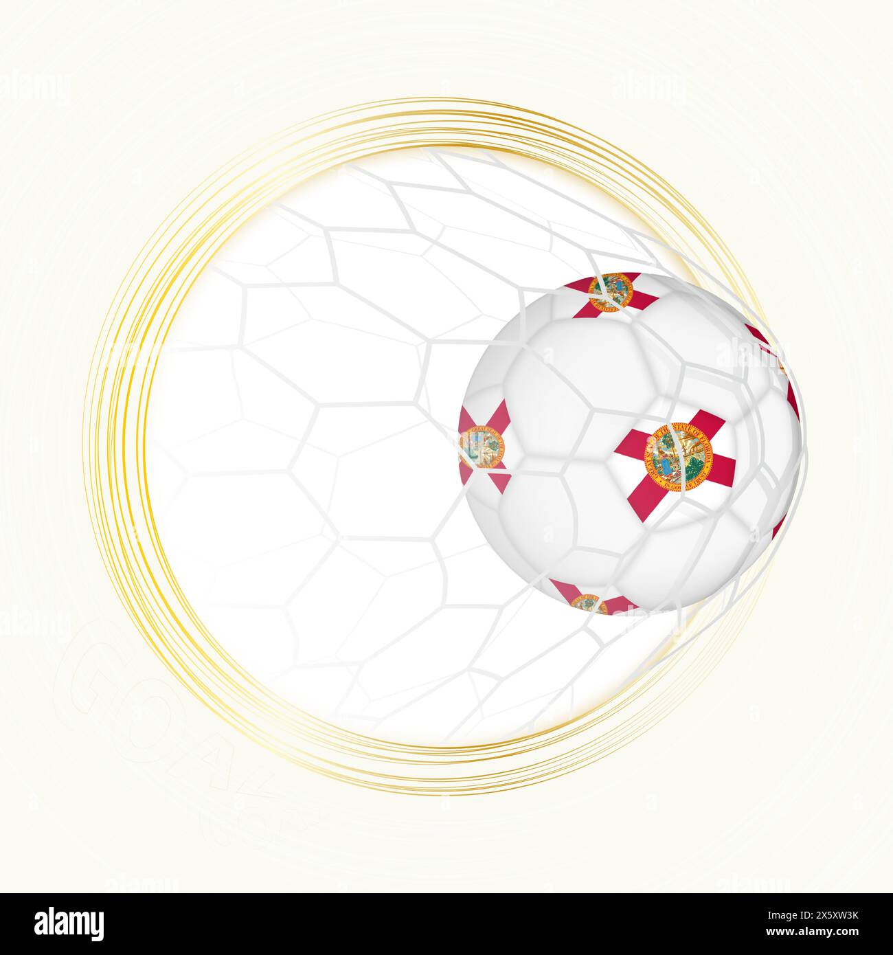 Football emblem with football ball with flag of Florida in net, scoring ...