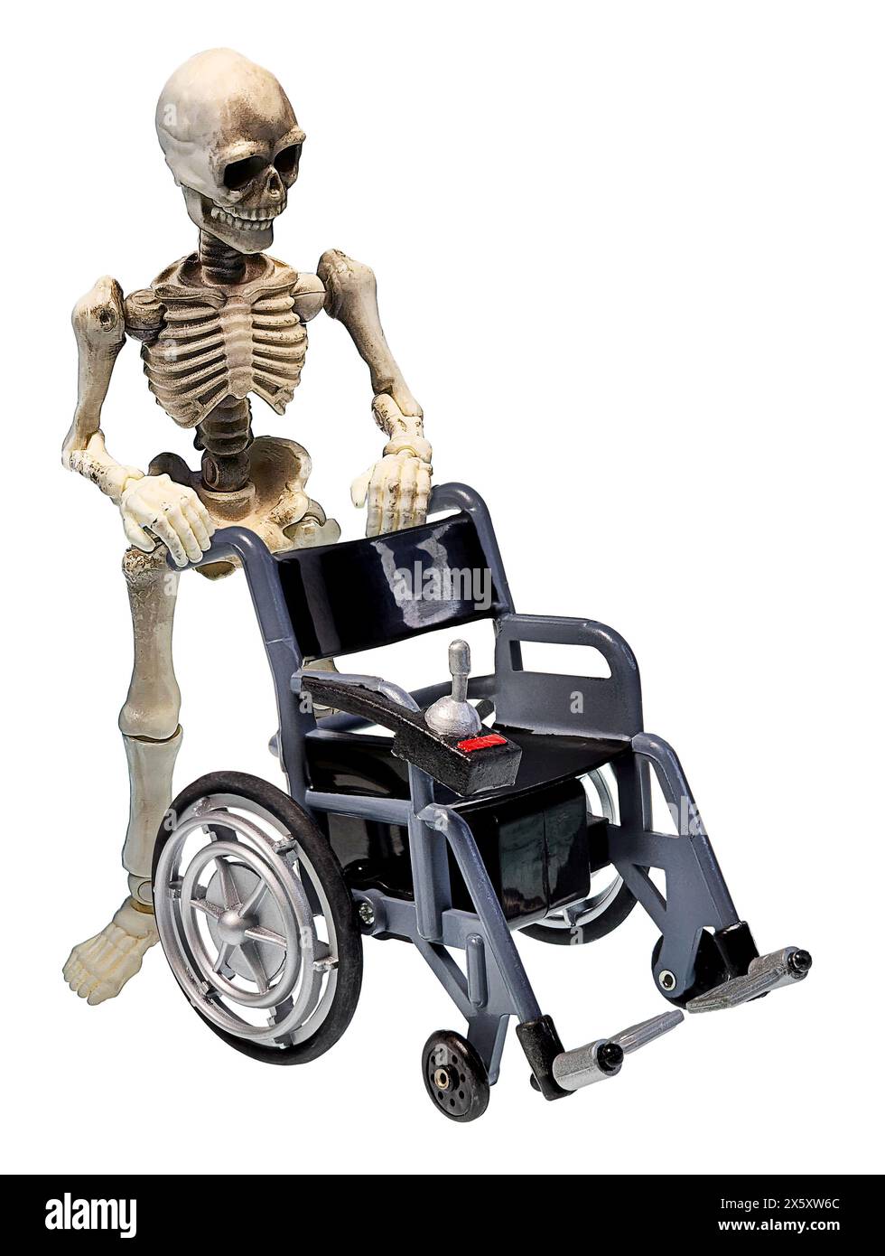 A standing Skeleton pushing a wheelchair for a patient Stock Photo - Alamy
