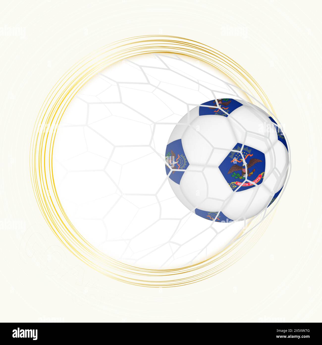 Football emblem with football ball with flag of North Dakota in net ...