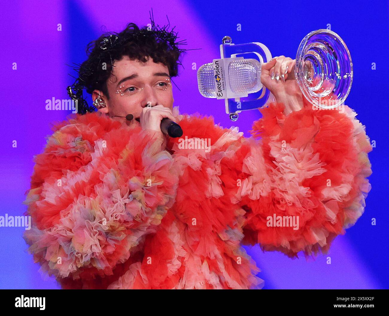 Malmo, Sweden. 12th May, 2024. Nemo from Switzerland celebrates with ...