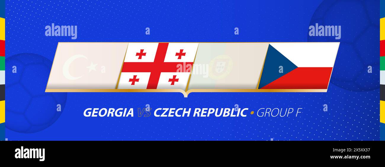 Georgia - Czech Republic football match illustration in group F. Vector ...