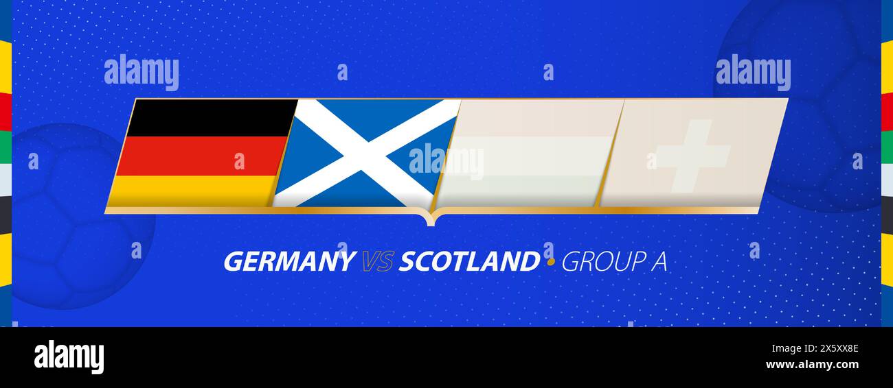 Germany - Scotland football match illustration in group A. Vector flags ...