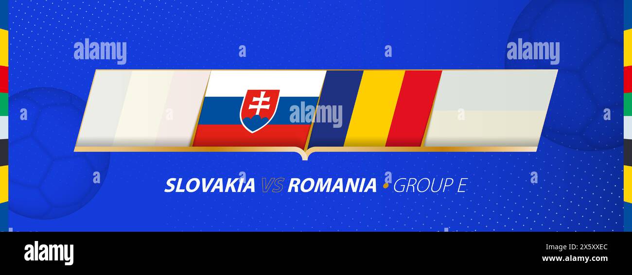 Slovakia - Romania football match illustration in group E. Vector flags ...