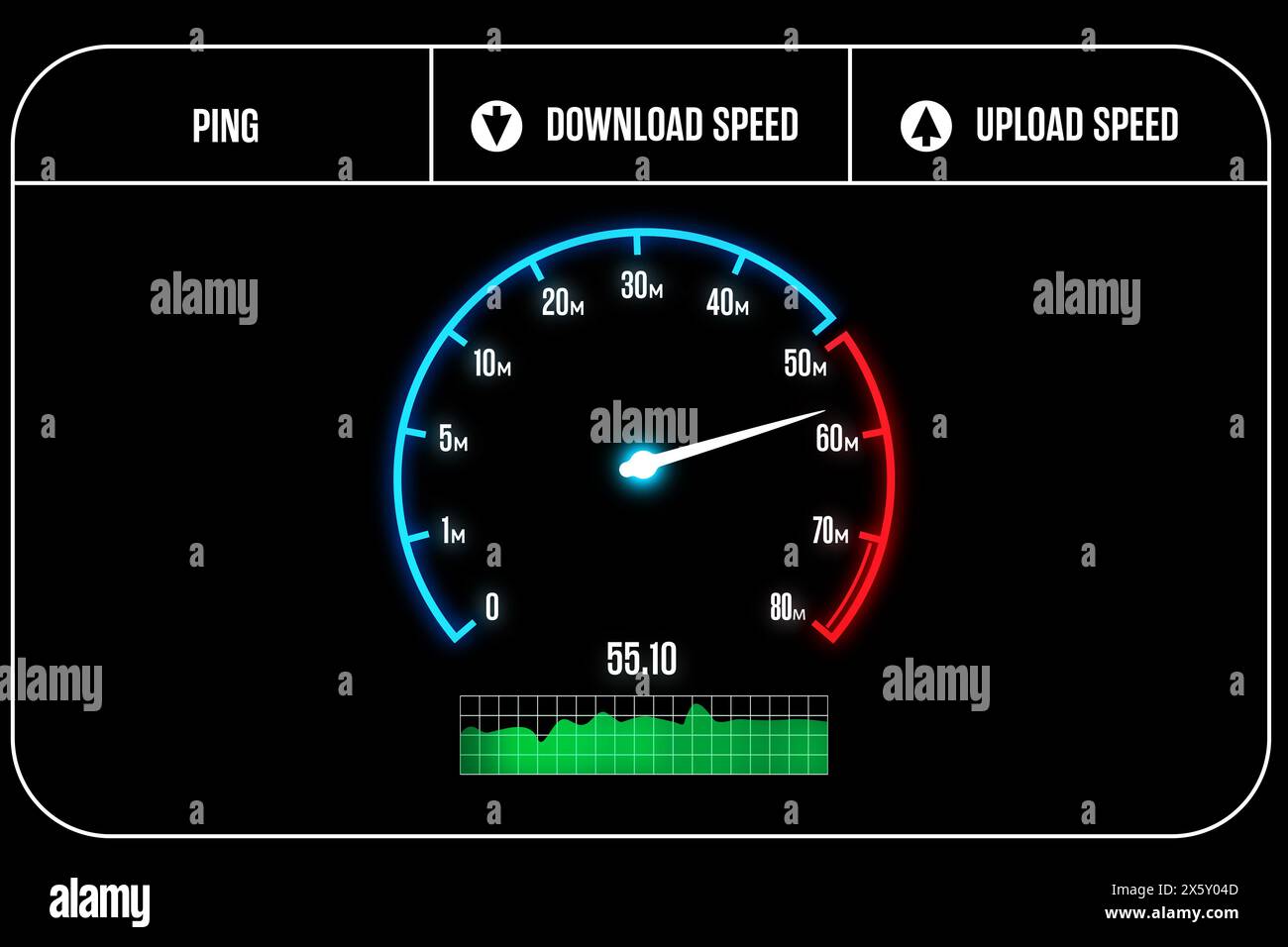 Speed test screen with illustration of speedometer Stock Photo - Alamy